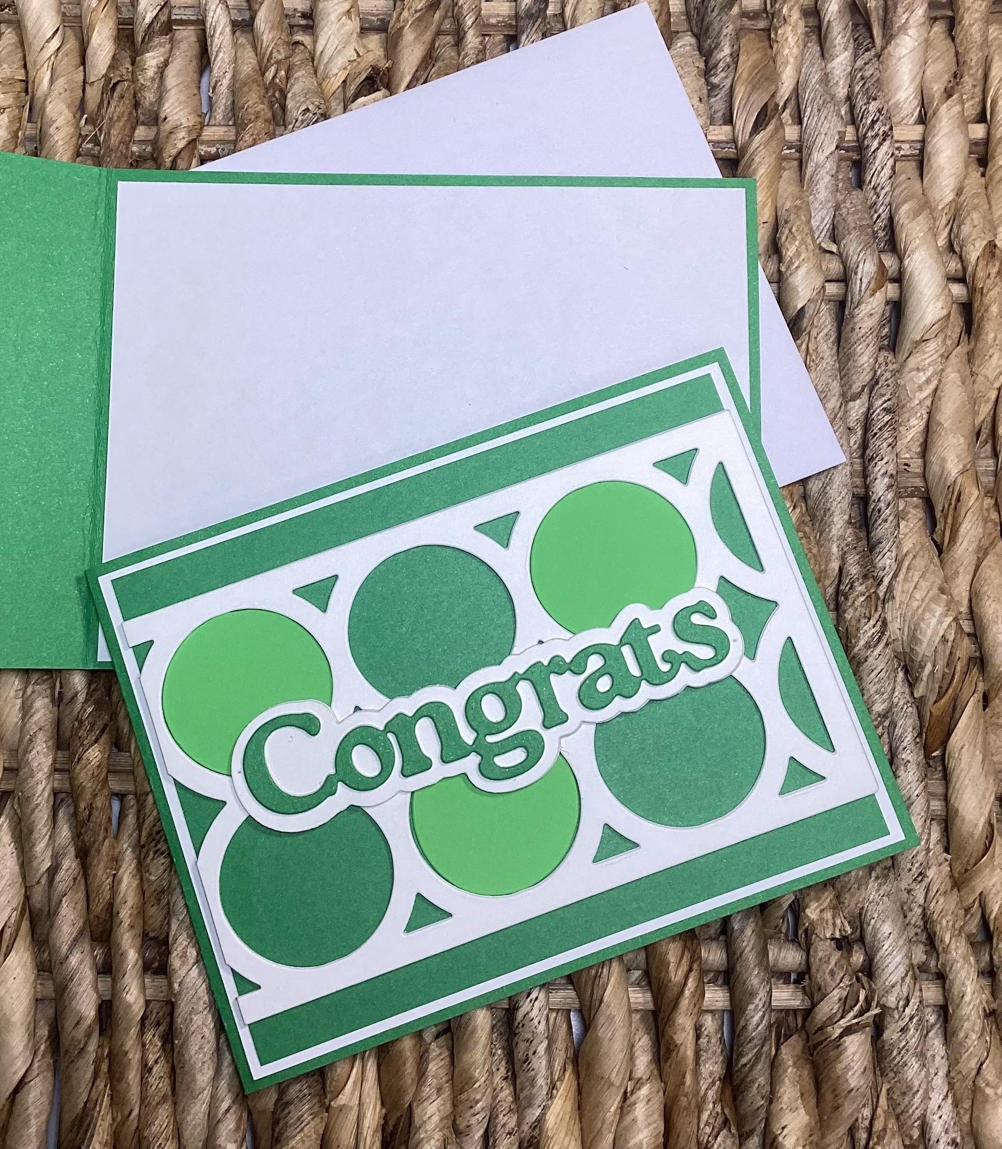 Congratulations Card - Masculine Green Blank Cheerful Bold 3d Hamdmade ...