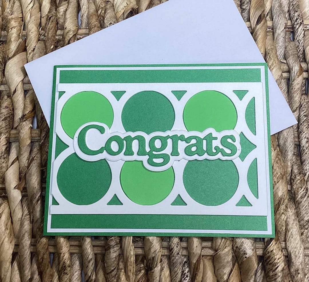 Congratulations Card - Masculine Green Blank Cheerful Bold 3d Hamdmade ...