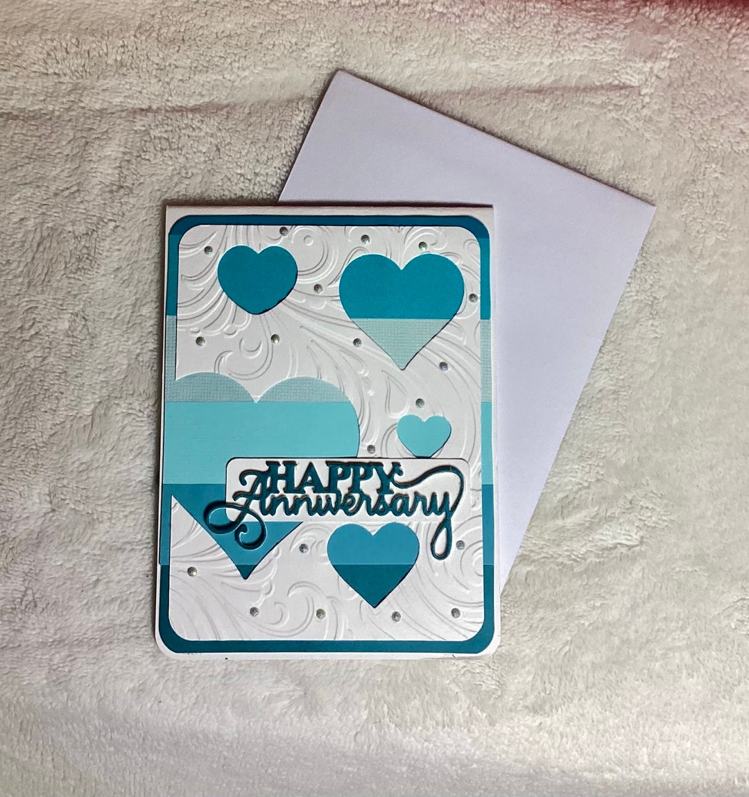 Hesrt Happy Anniversary Card - Etsy