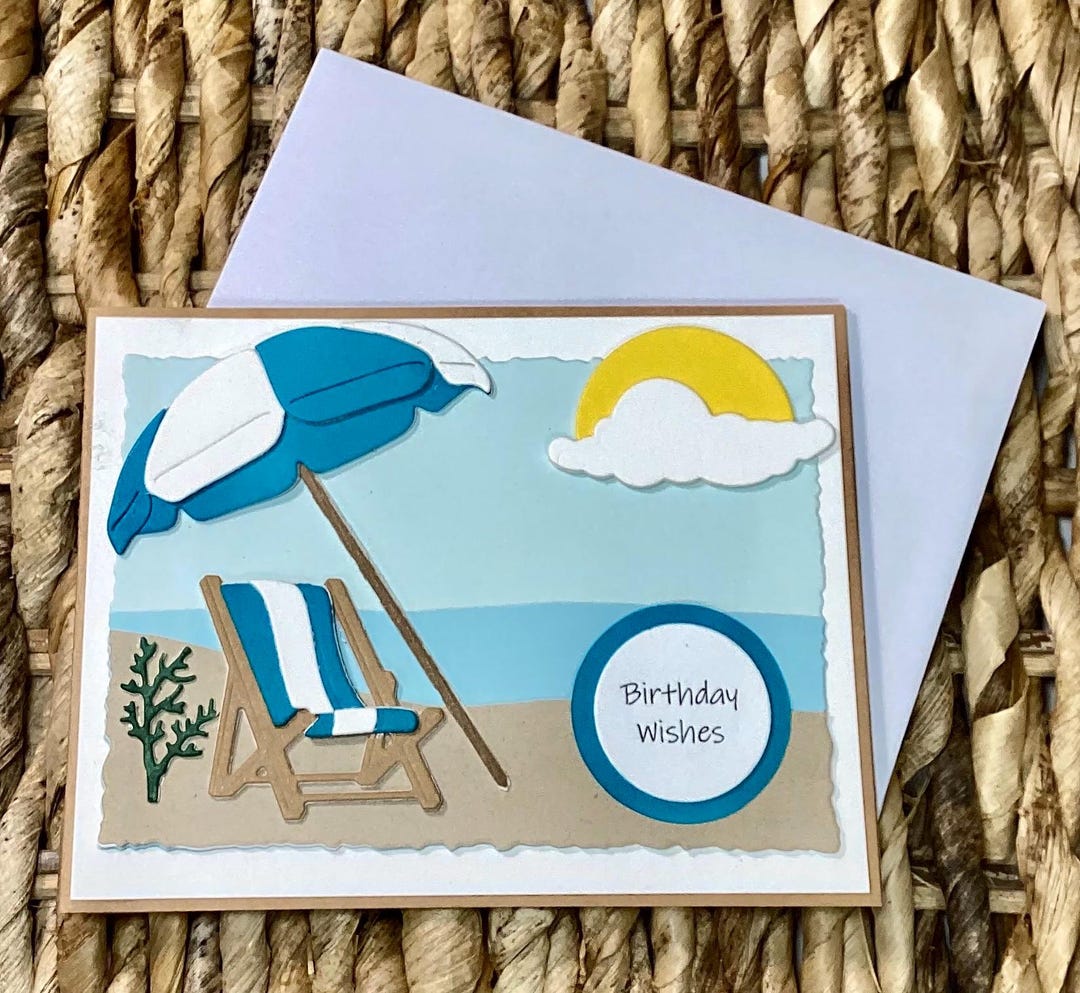 Birthday Card - Beach Birthday Handmade Sunny Cheerful Relaxing Festive ...