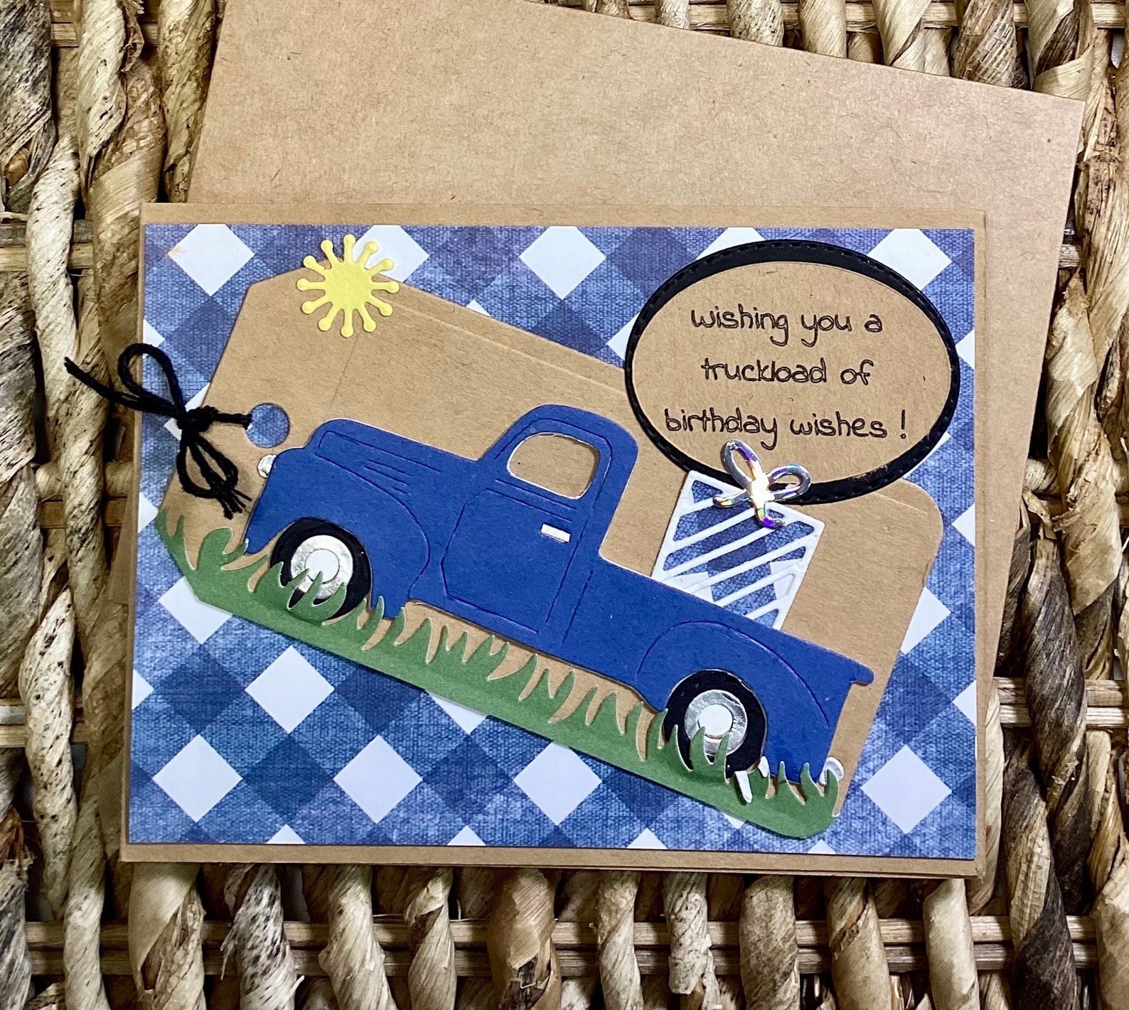 Birthday Card - Truck Present Birthday, Celebration, Joyful, Handmade ...