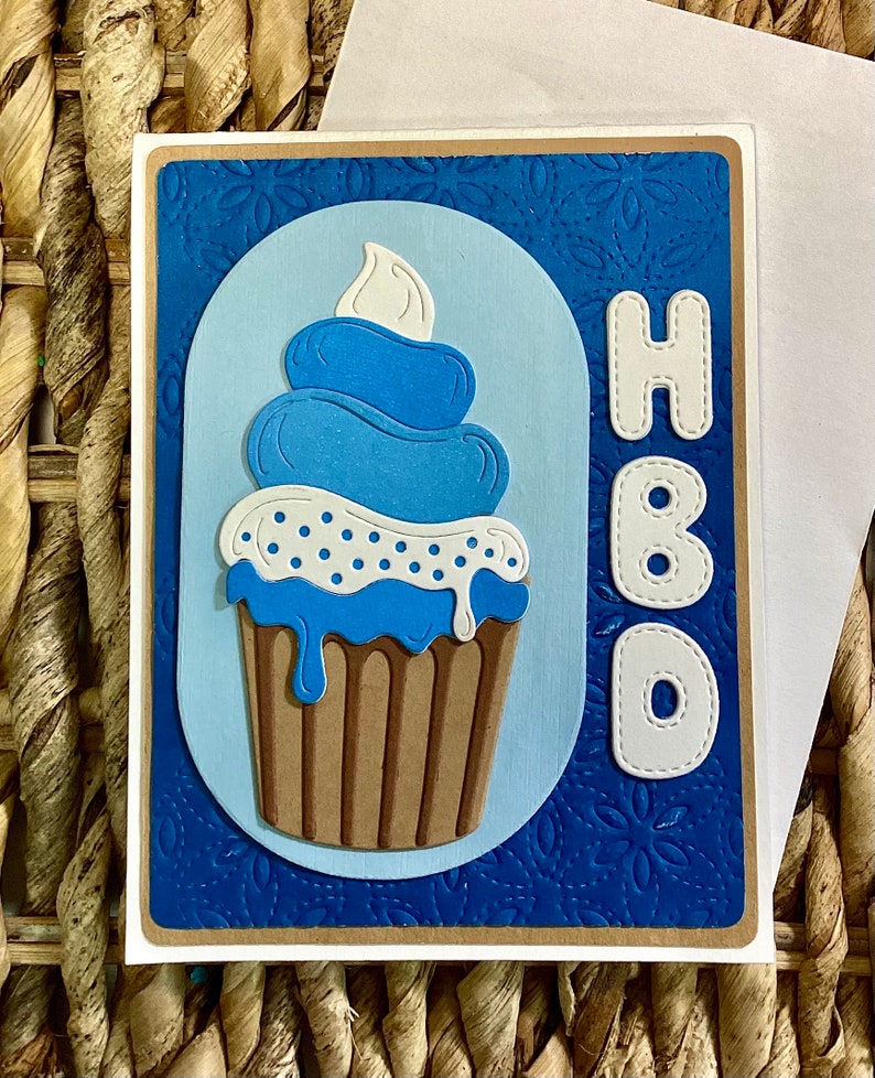 Birthday Card - Cupcake Birthday Dessert Sweet Treat Textured 3D ...