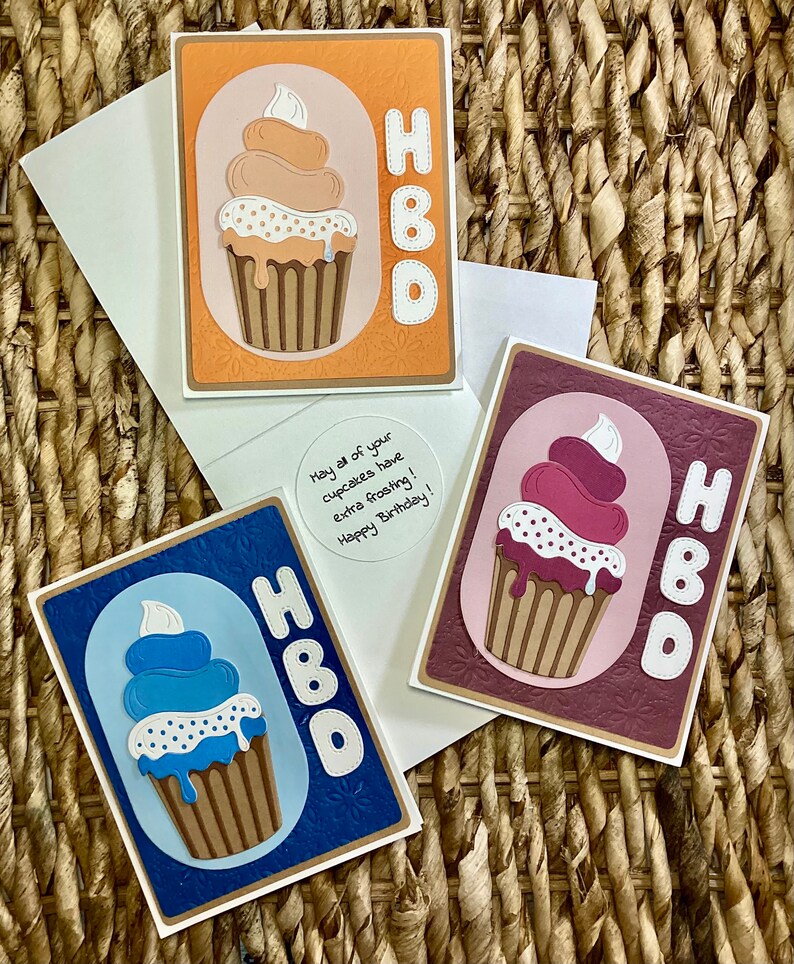 Birthday Card - Cupcake Birthday Dessert Sweet Treat Textured 3D ...