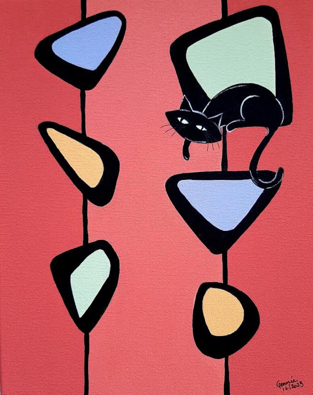 Mid Century Modern Cat Art, Black Cat Art, Mid Century Cat, Lounge Art ...