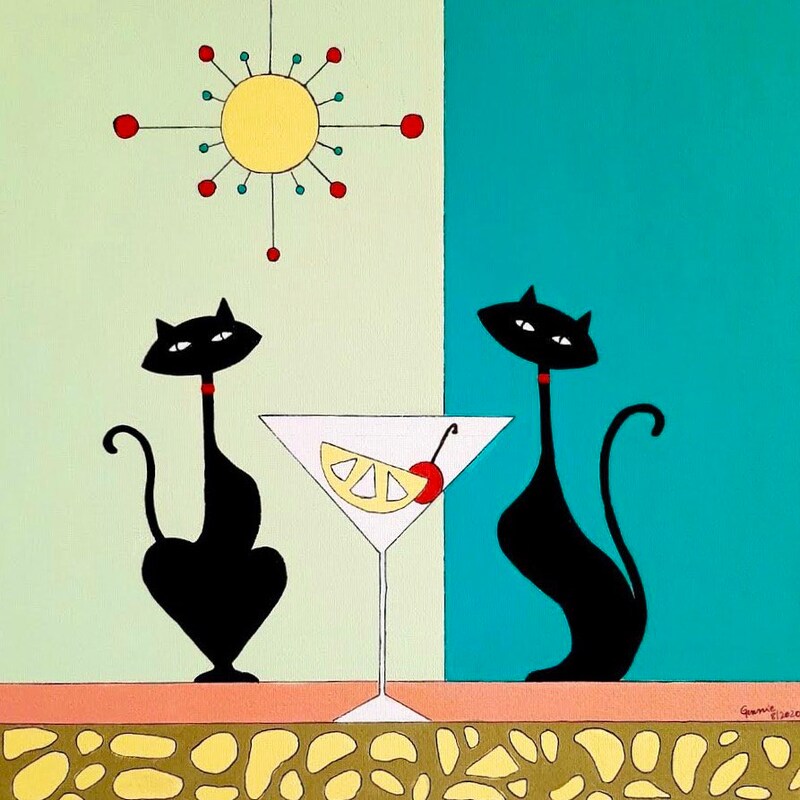 Retro Cat Painting - Etsy