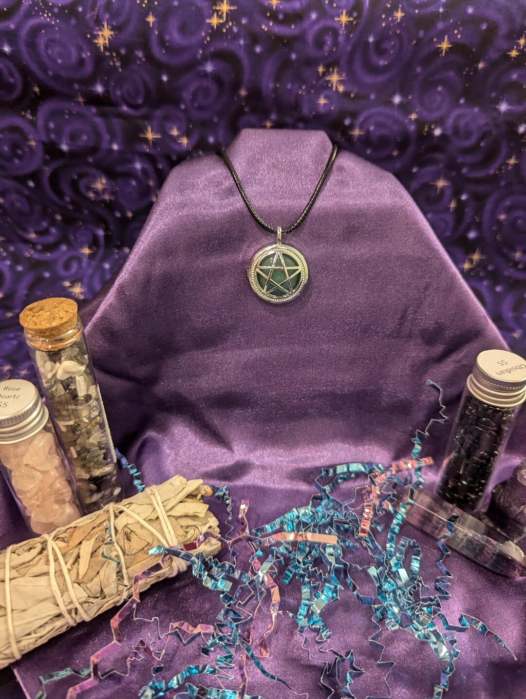 Natural Stone (green Aventurine) Pentacle Pendant - Etsy