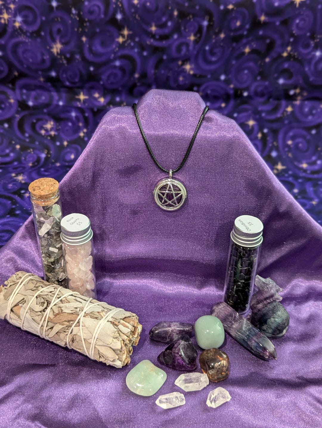 Natural Stone (amethyst) Pentacle Pendant - Etsy