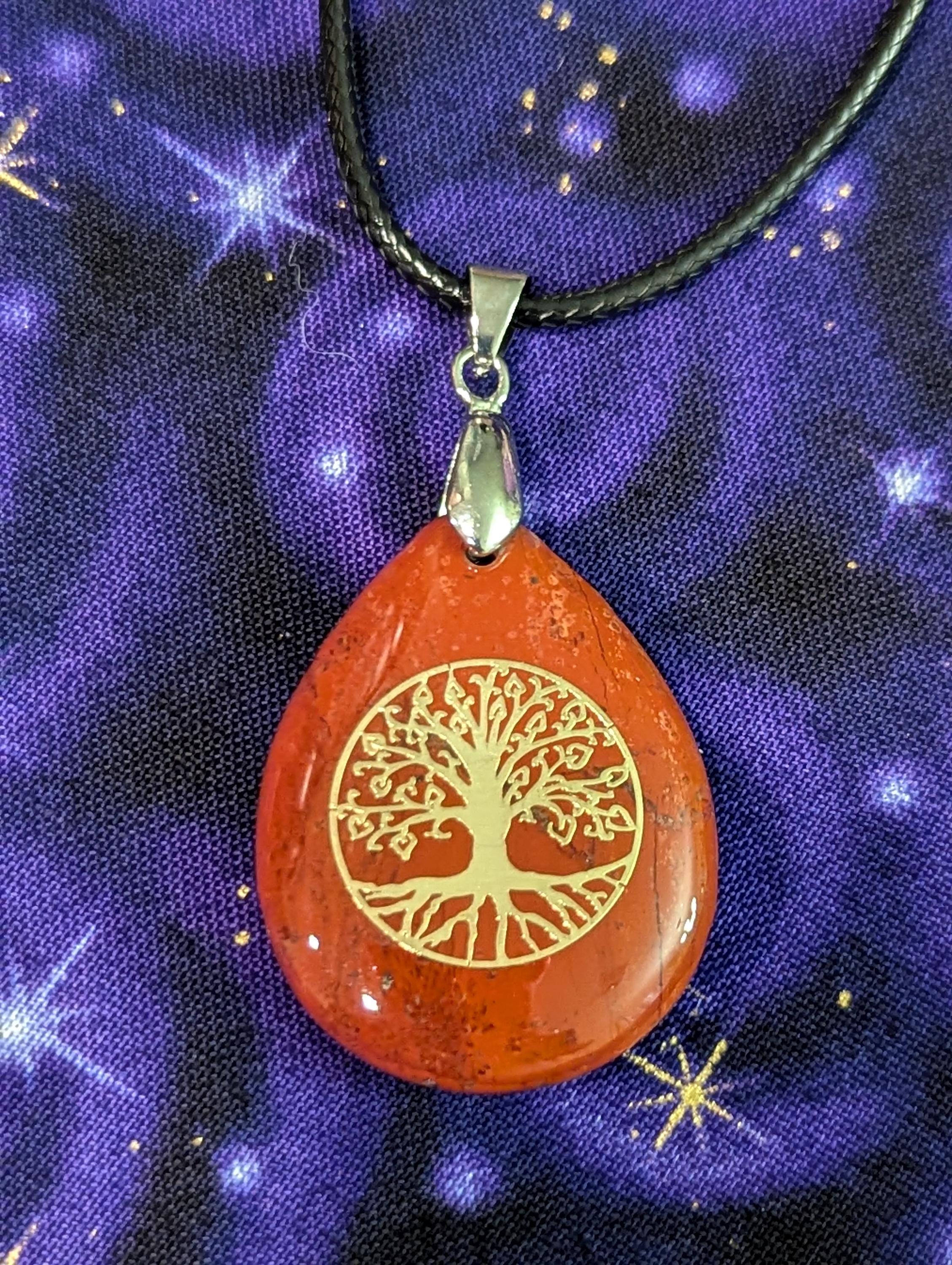 Natural Stone (red Jasper) Tree of Life Pendant - Etsy