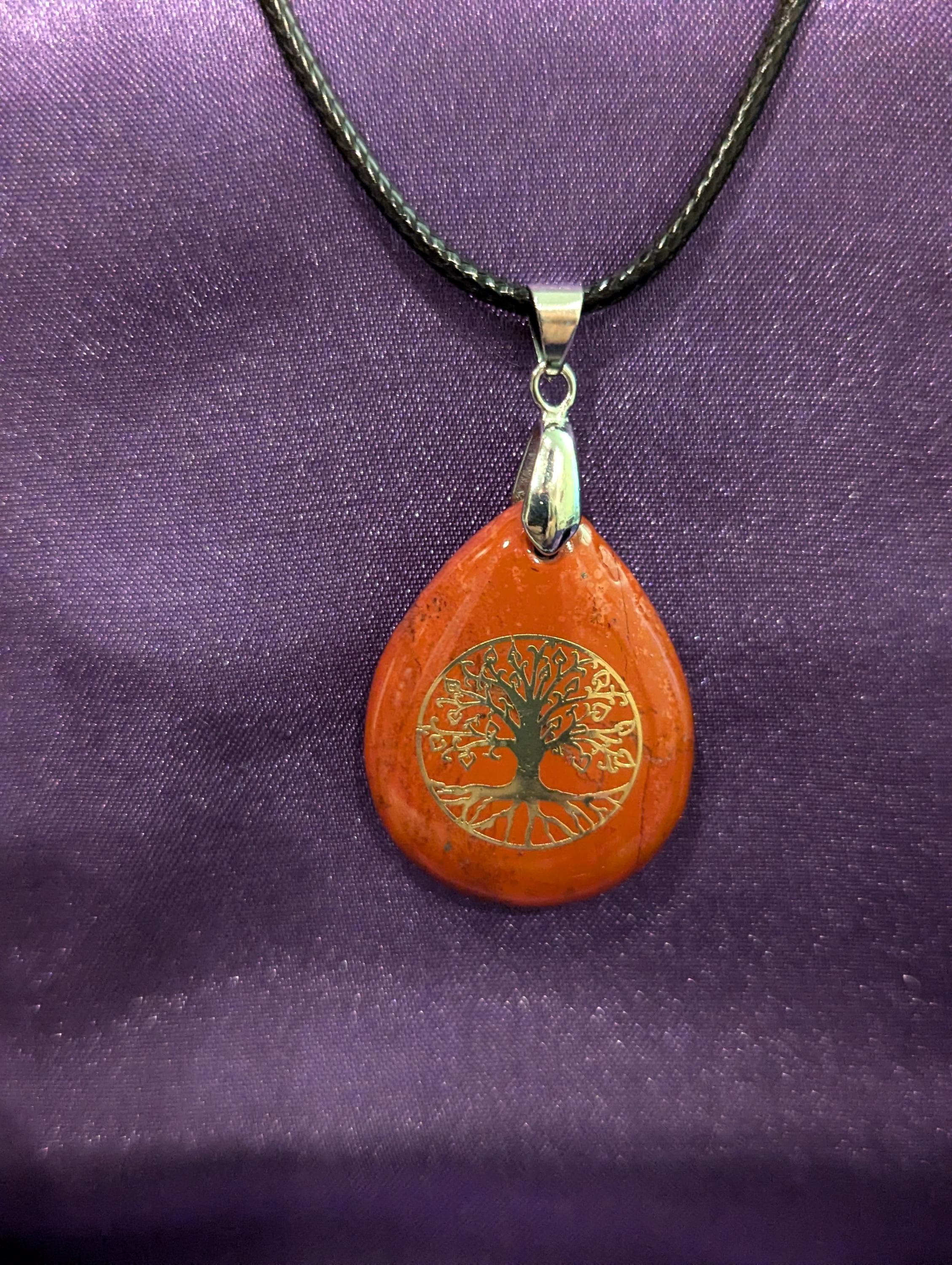 Natural Stone (red Jasper) Tree of Life Pendant - Etsy