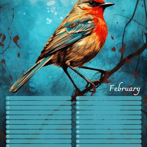 Birthday Calendar Birds, PRINTABLE, Eternity, Nature, Gift, Bird ...