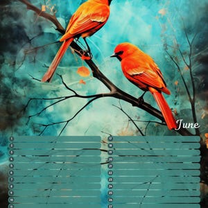 Birthday Calendar Birds, PRINTABLE, Eternity, Nature, Gift, Bird ...