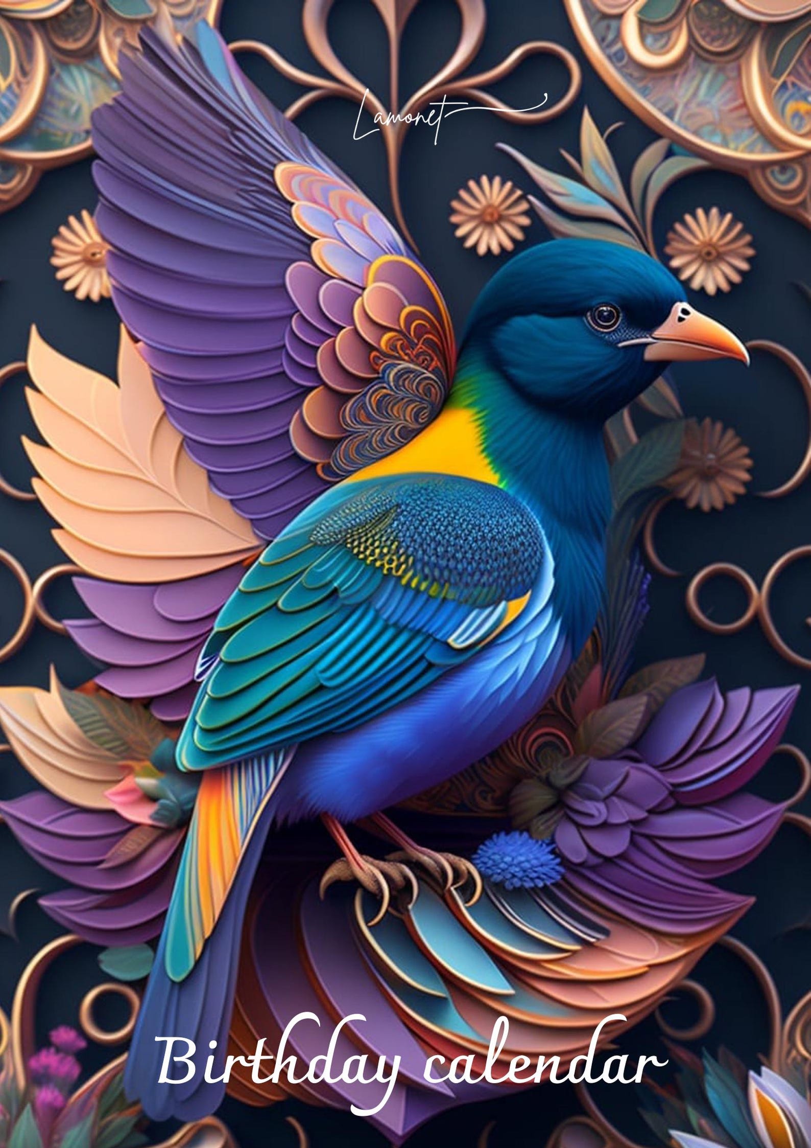 Birthday Calendar Birds, PRINTABLE, Eternity, Nature, Gift, Bird ...