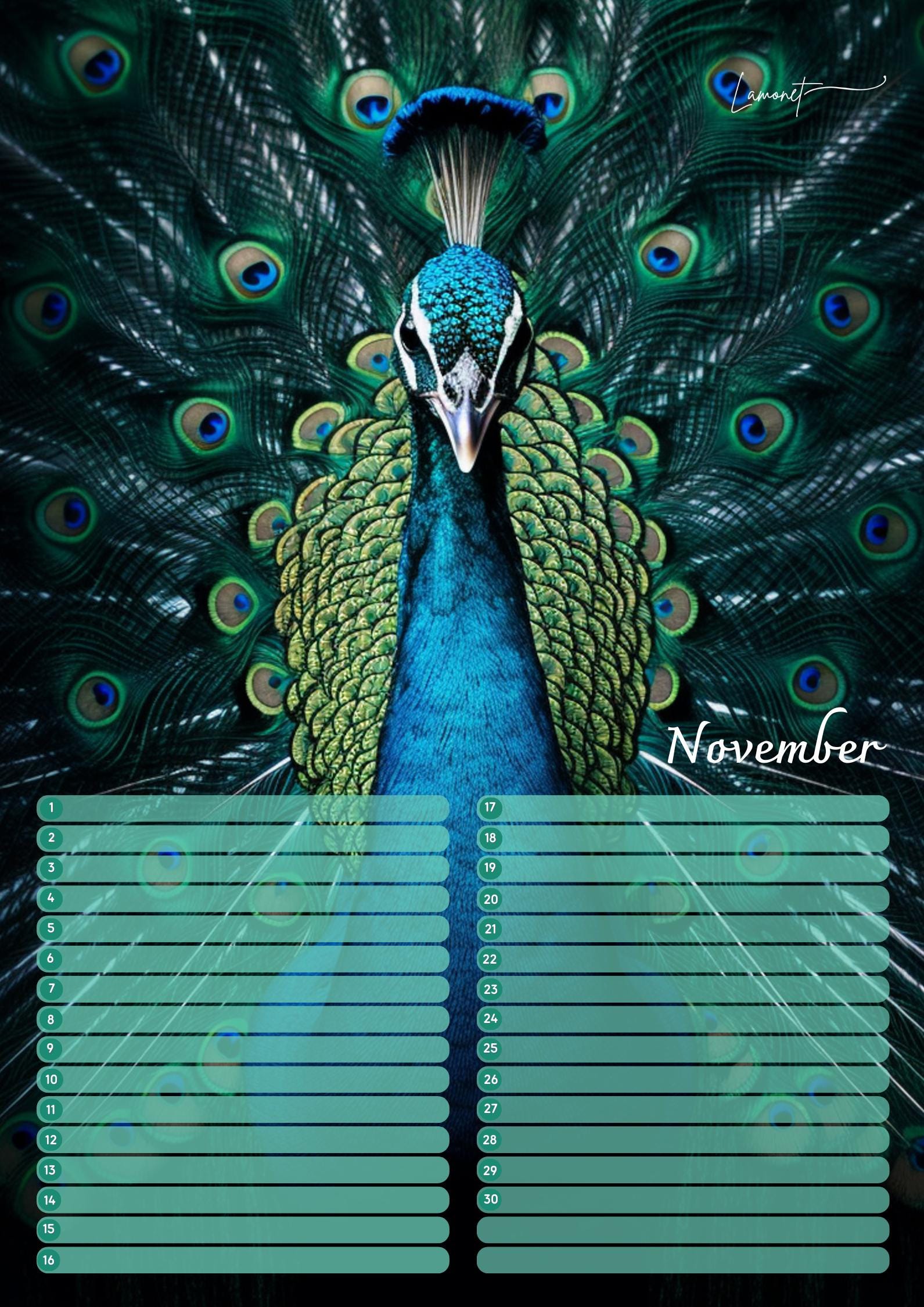 Birthday Calendar Birds, PRINTABLE, Eternity, Nature, Gift, Bird ...