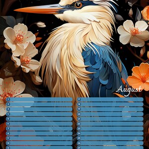 Birthday Calendar Birds, PRINTABLE, Eternity, Nature, Gift, Bird ...