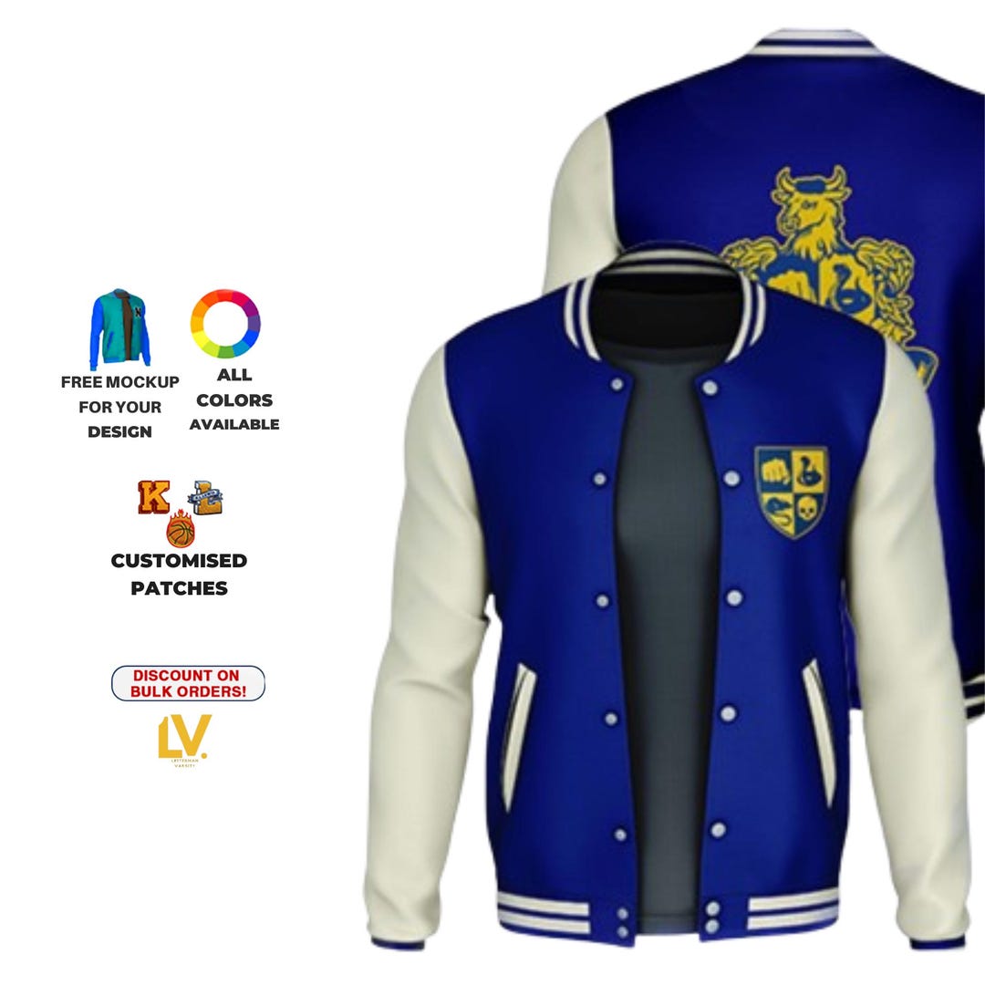 Custom Varsity Letterman Jacket Blue Wool Body With White Leather ...