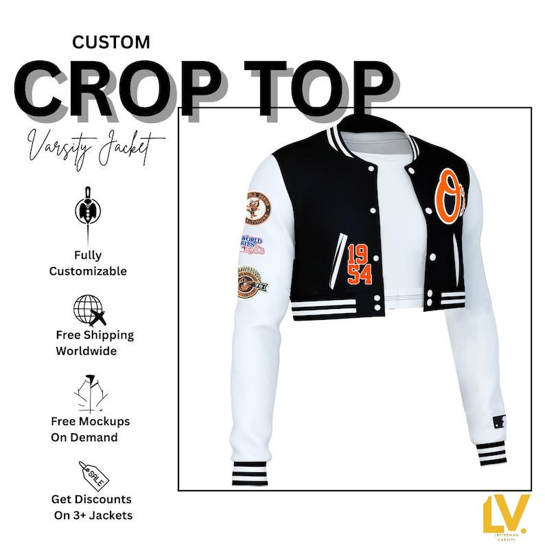 Custom Crop Top Varsity Letterman Jacket for Women College Graduation ...