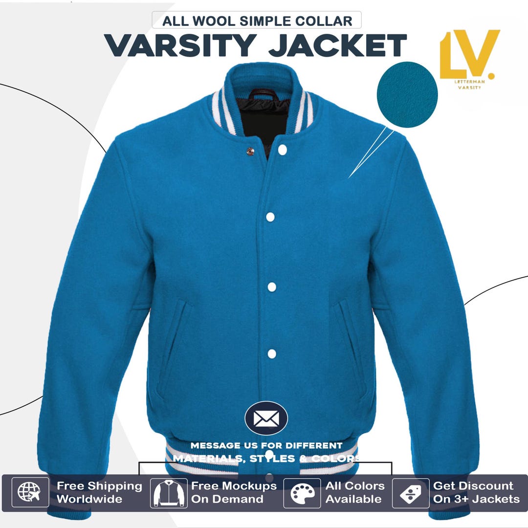 Varsity Letterman Jacket for Men Women and Kids Custom All Wool Teal ...