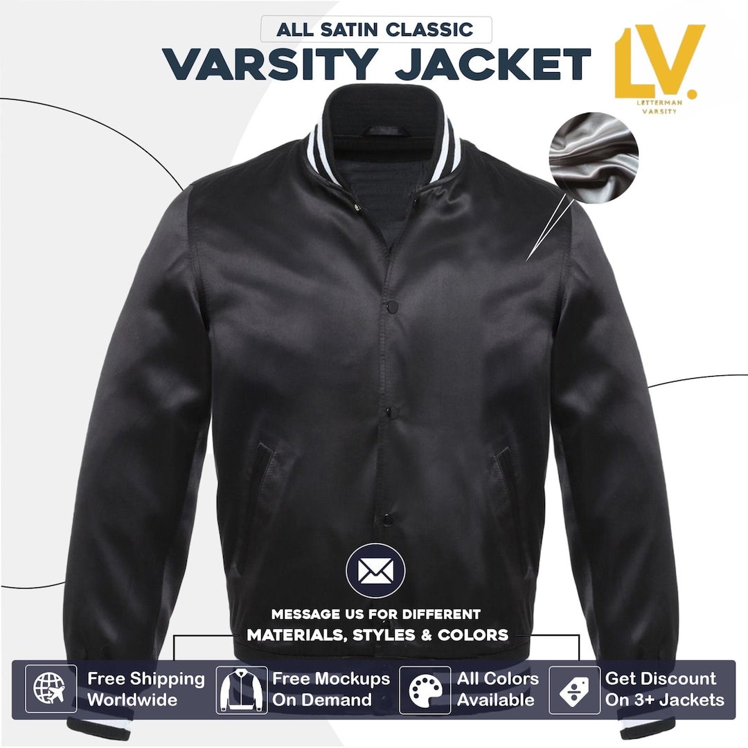 Custom Satin Varsity Letterman Jacket Black Body and Sleeve ...