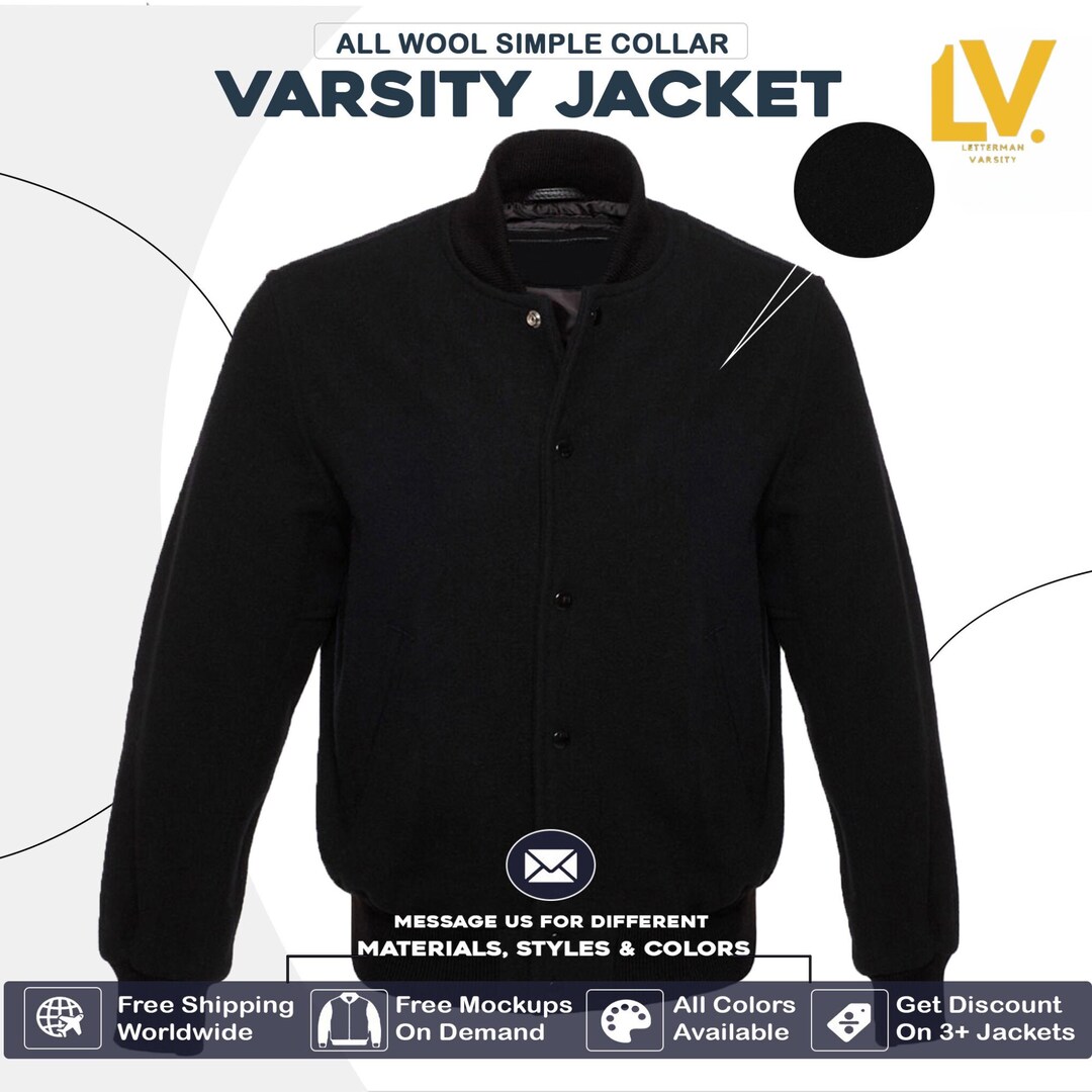 Varsity Letterman Jacket for Men Women and Kids Custom All Wool Solid ...