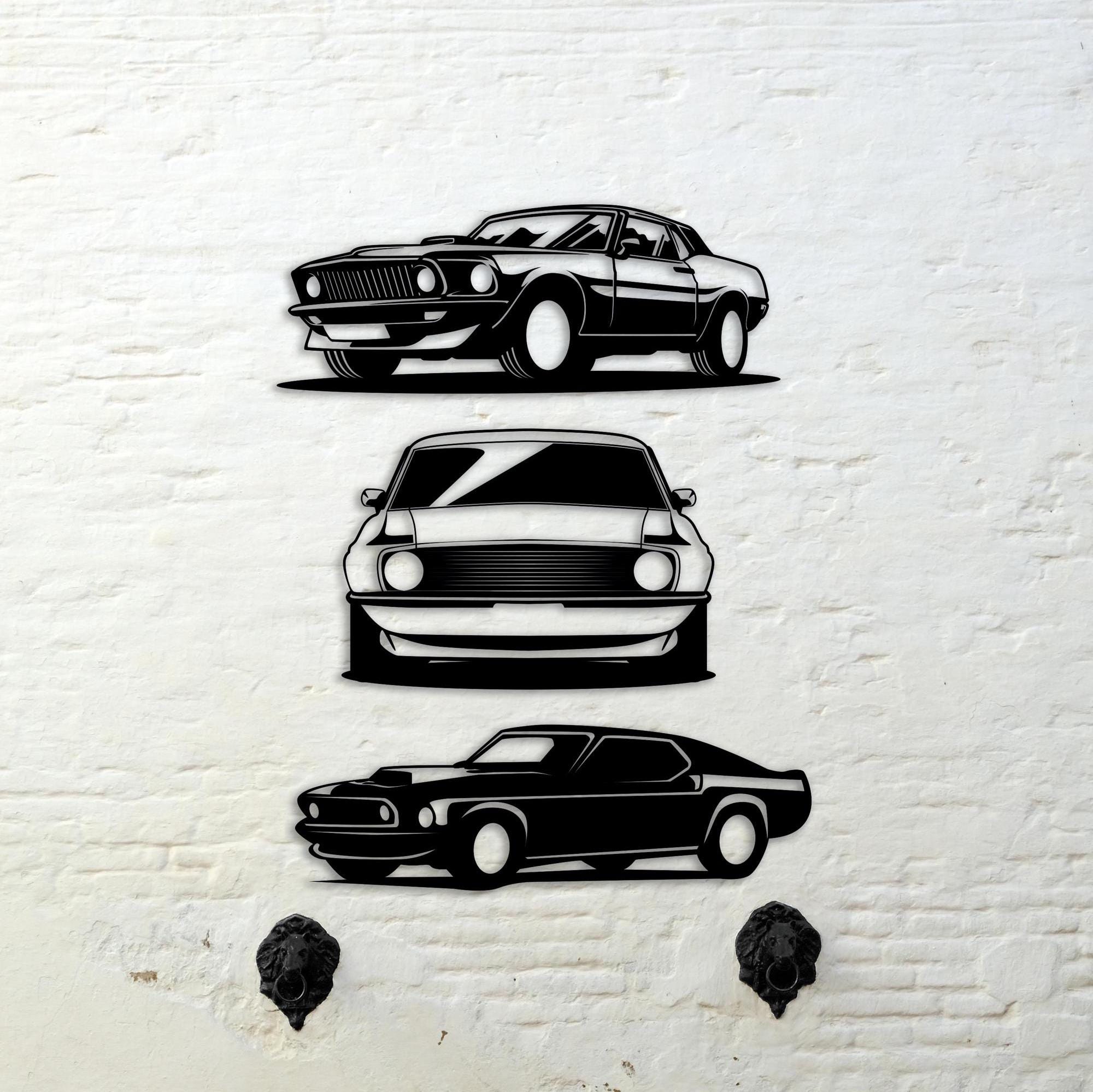 Mustang Car Package Cut Svg Dxf File Wall Sticker Pdf Template Cnc ...