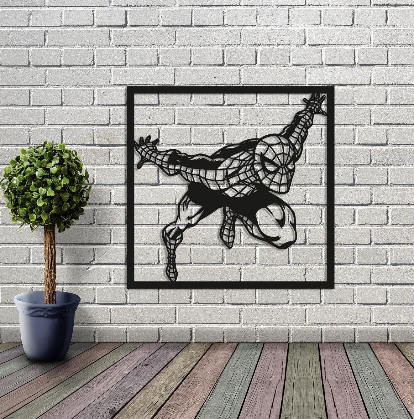 Spiderman (marvel) Svg Cut Dxf File Wall Sticker Pdf Template Cnc ...