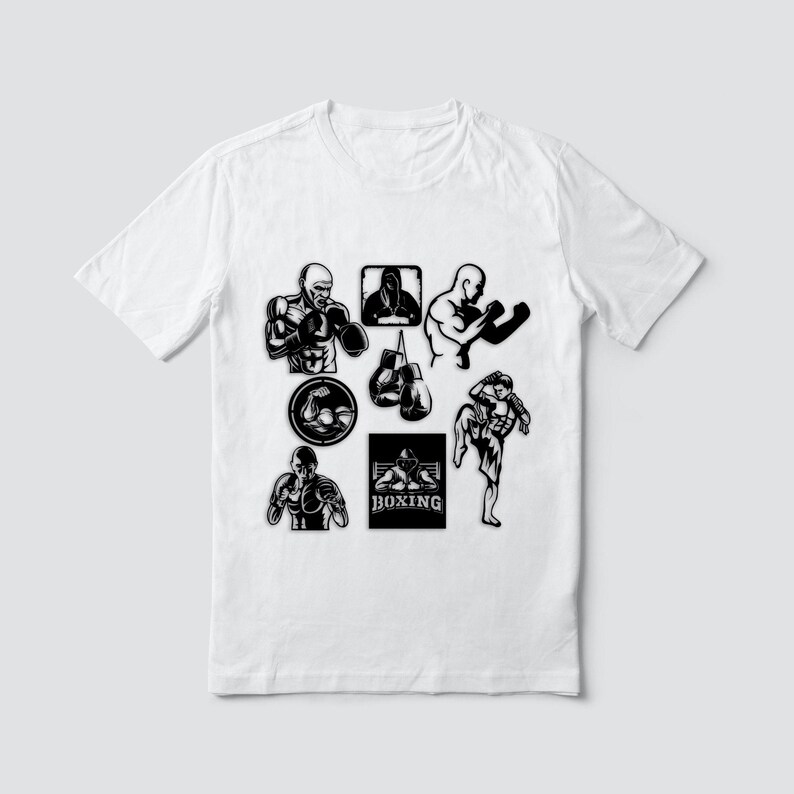 Boxing Fight Svg Cut Dxf File Wall Sticker Pdf Template Cnc Cutting ...