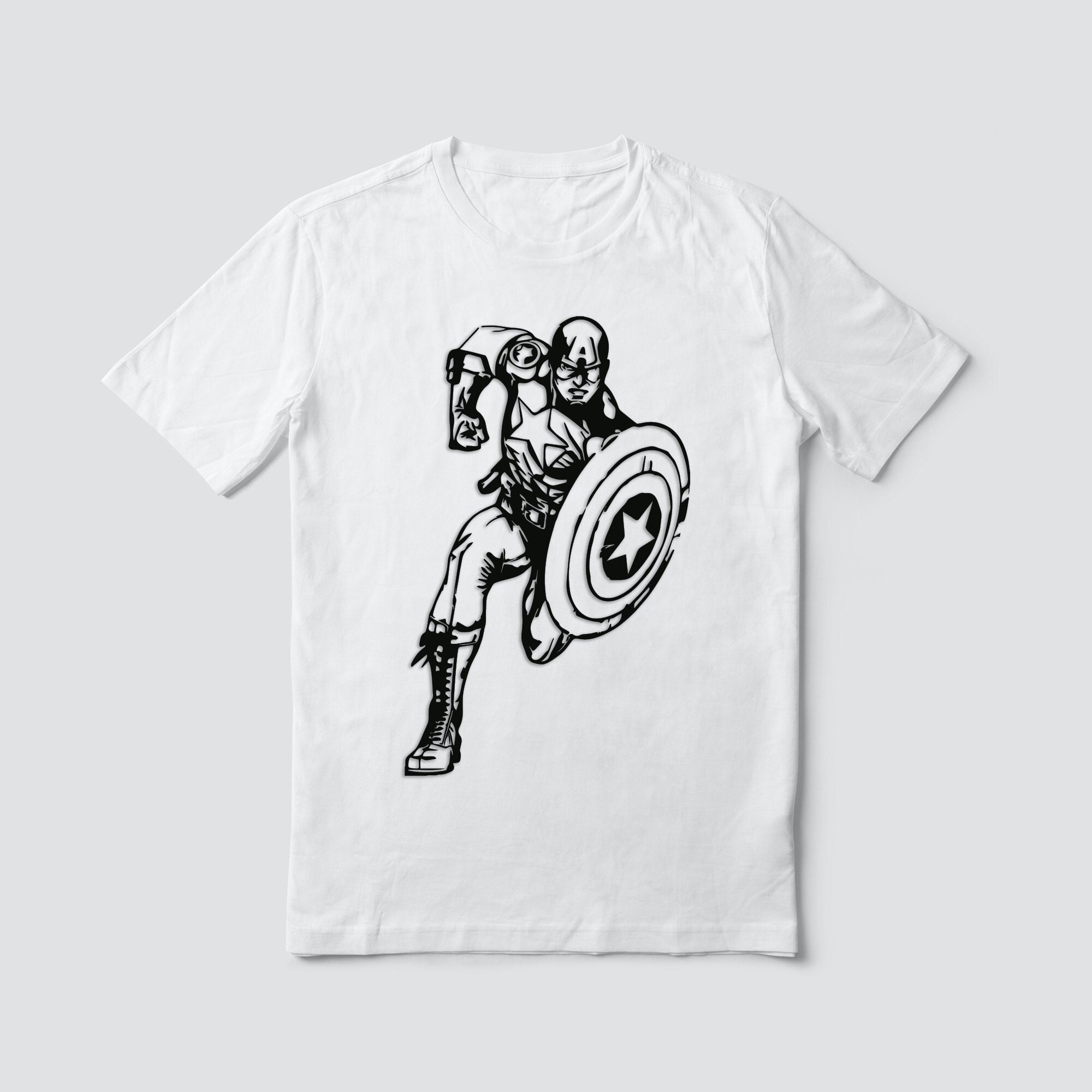 Captain America (marvel) Svg Cut Dxf File Wall Sticker Pdf Template Cnc ...