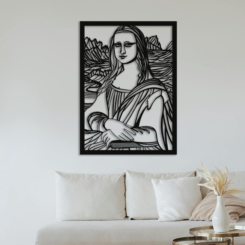 Mona Lisa Cut Svg Dxf File Wall Sticker Pdf Template Cnc Cutting Router ...