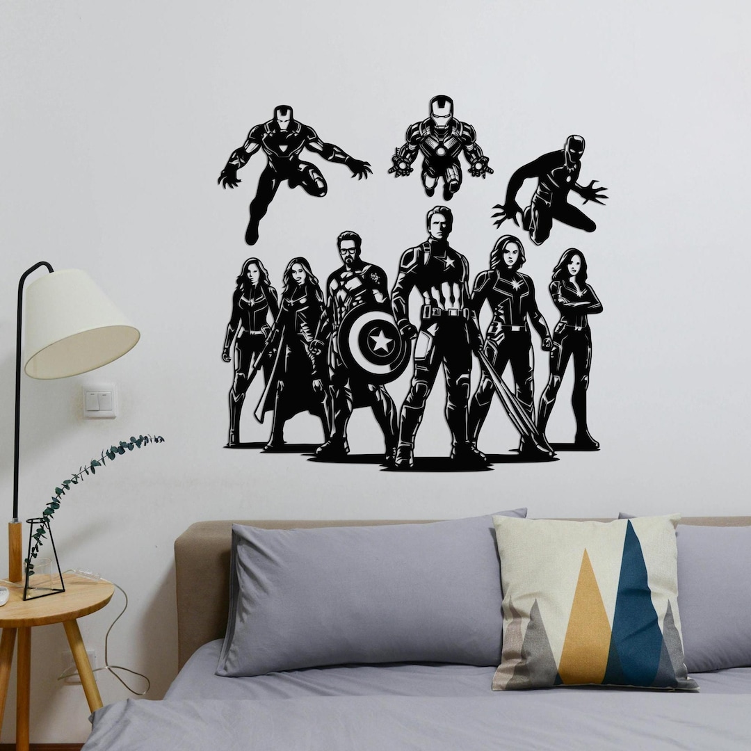Marvel Avengers (iron Man, Captain America Etc.) Svg Cut Dxf File Wall ...
