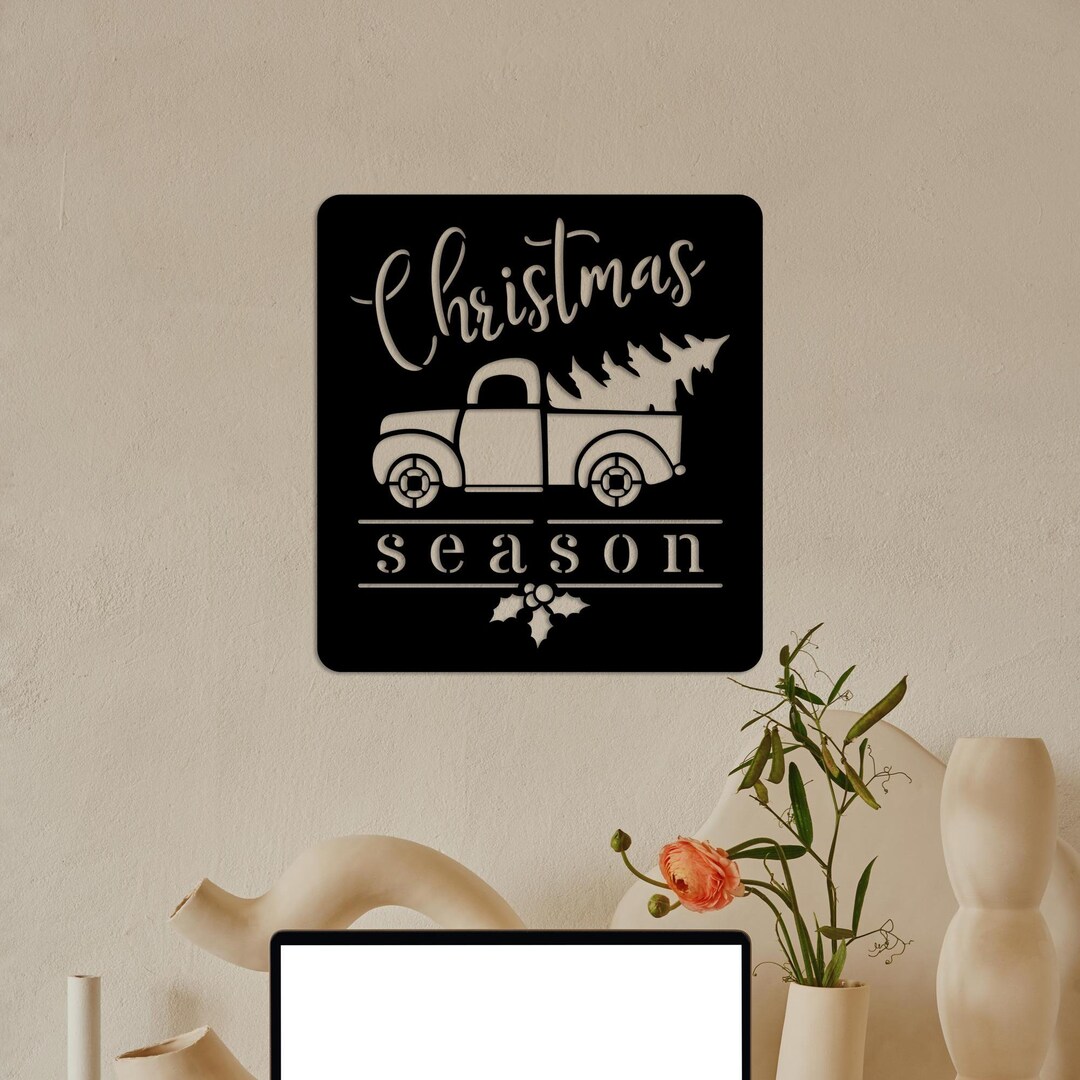 Christmas Truck Svg Cut Dxf File Wall Sticker Pdf Template Cnc Cutting ...