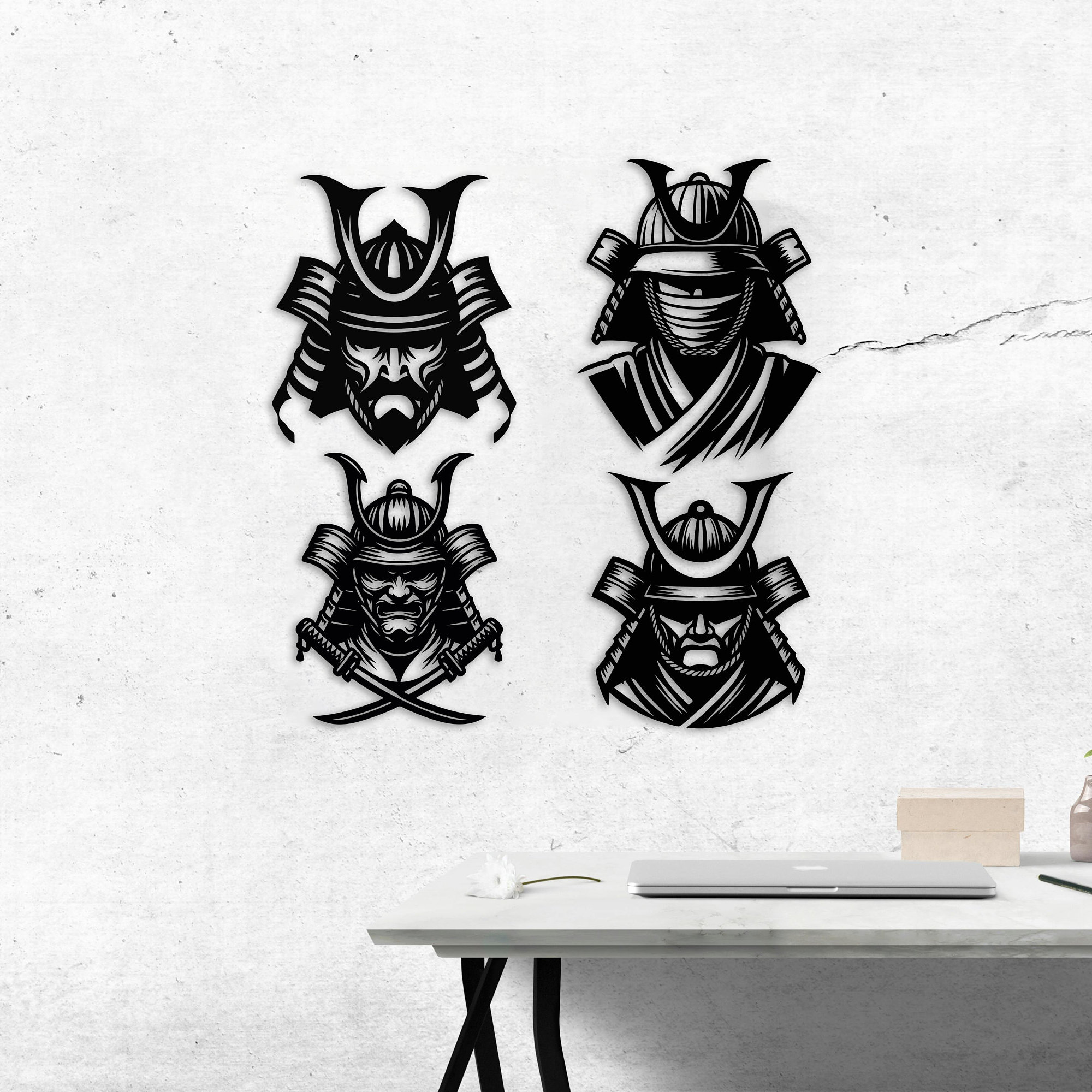 Samurai Packet (4) Cut Svg Dxf File Wall Sticker Pdf Template Cnc ...