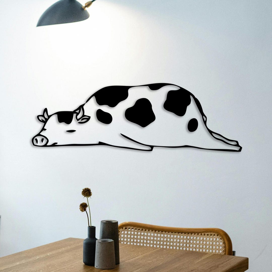 Cow Mood Cut Svg Dxf File Wall Sticker Pdf Template Cnc Cutting Router ...