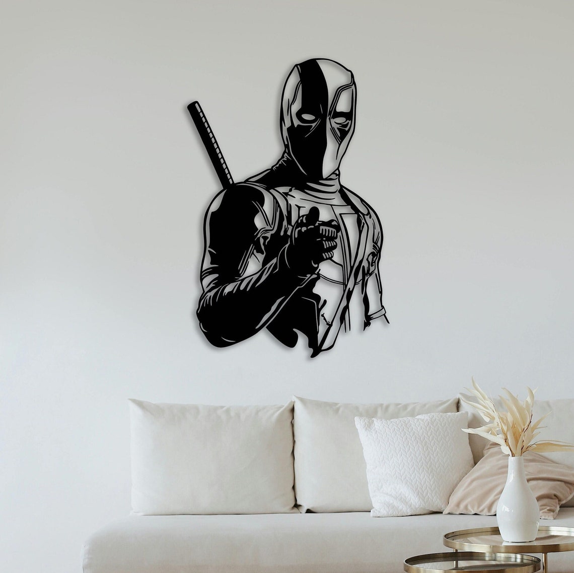 Deadpool Marvel Cut Svg Dxf File Wall Sticker Pdf Template Cnc Cutting ...