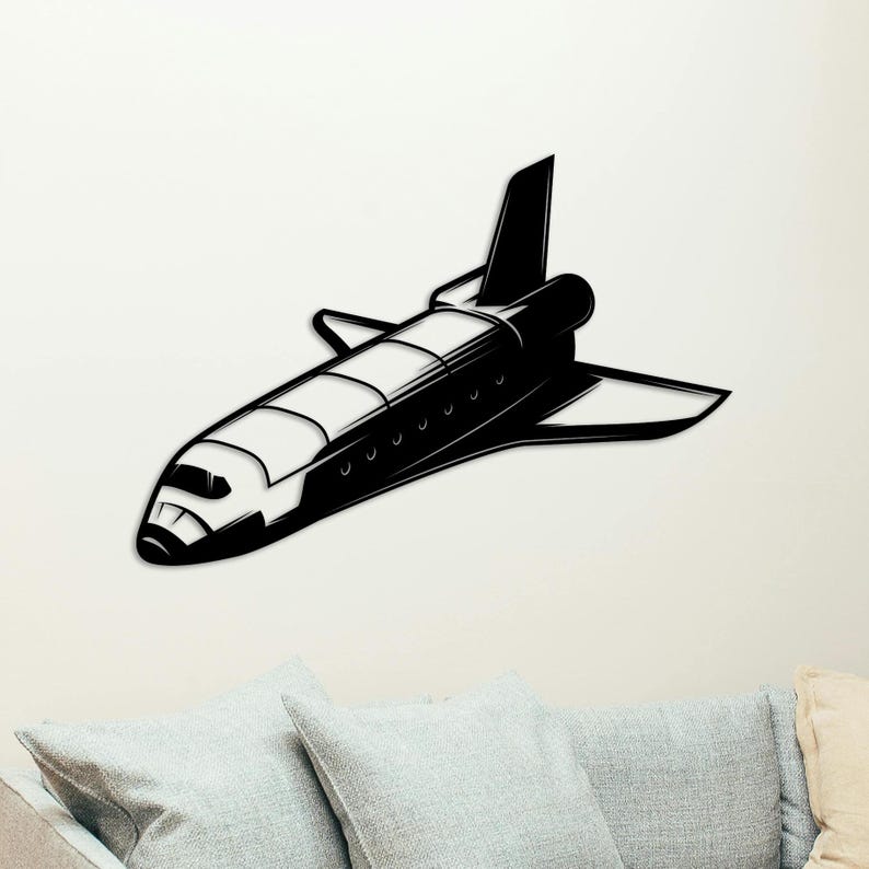 Space Shuttle Cut Svg Dxf File Wall Sticker Pdf Template Cnc Cutting ...