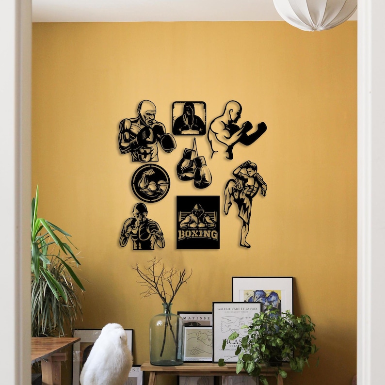Boxing Fight Svg Cut Dxf File Wall Sticker Pdf Template Cnc Cutting ...