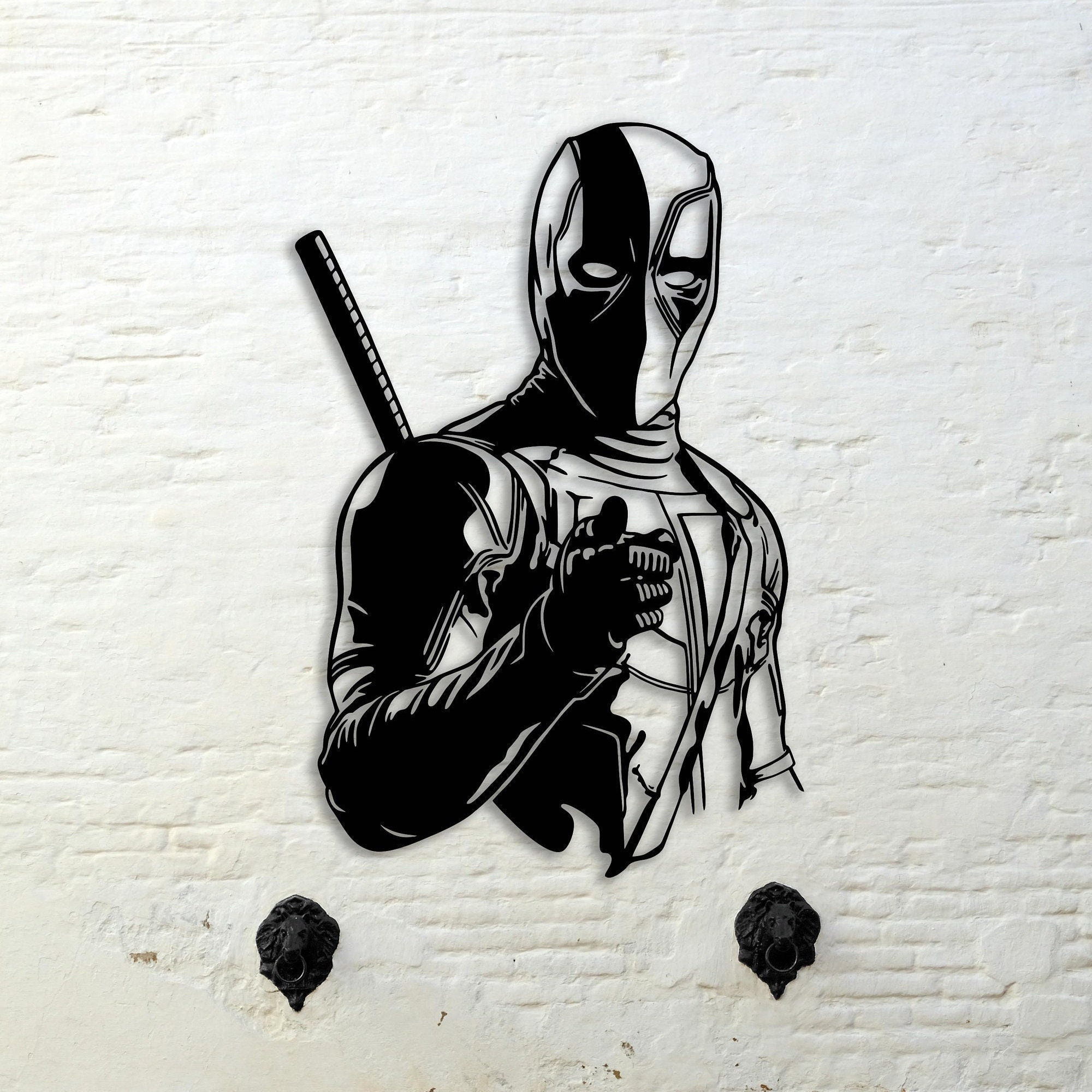 Deadpool Marvel Cut Svg Dxf File Wall Sticker Pdf Template Cnc Cutting ...