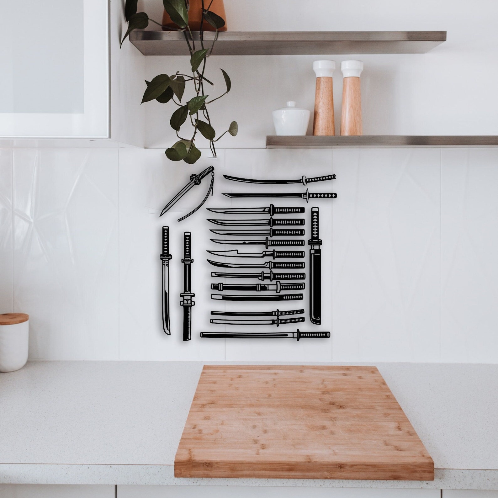 Katana Swords Cut Svg Dxf File Wall Sticker Pdf Template Cnc Cutting ...