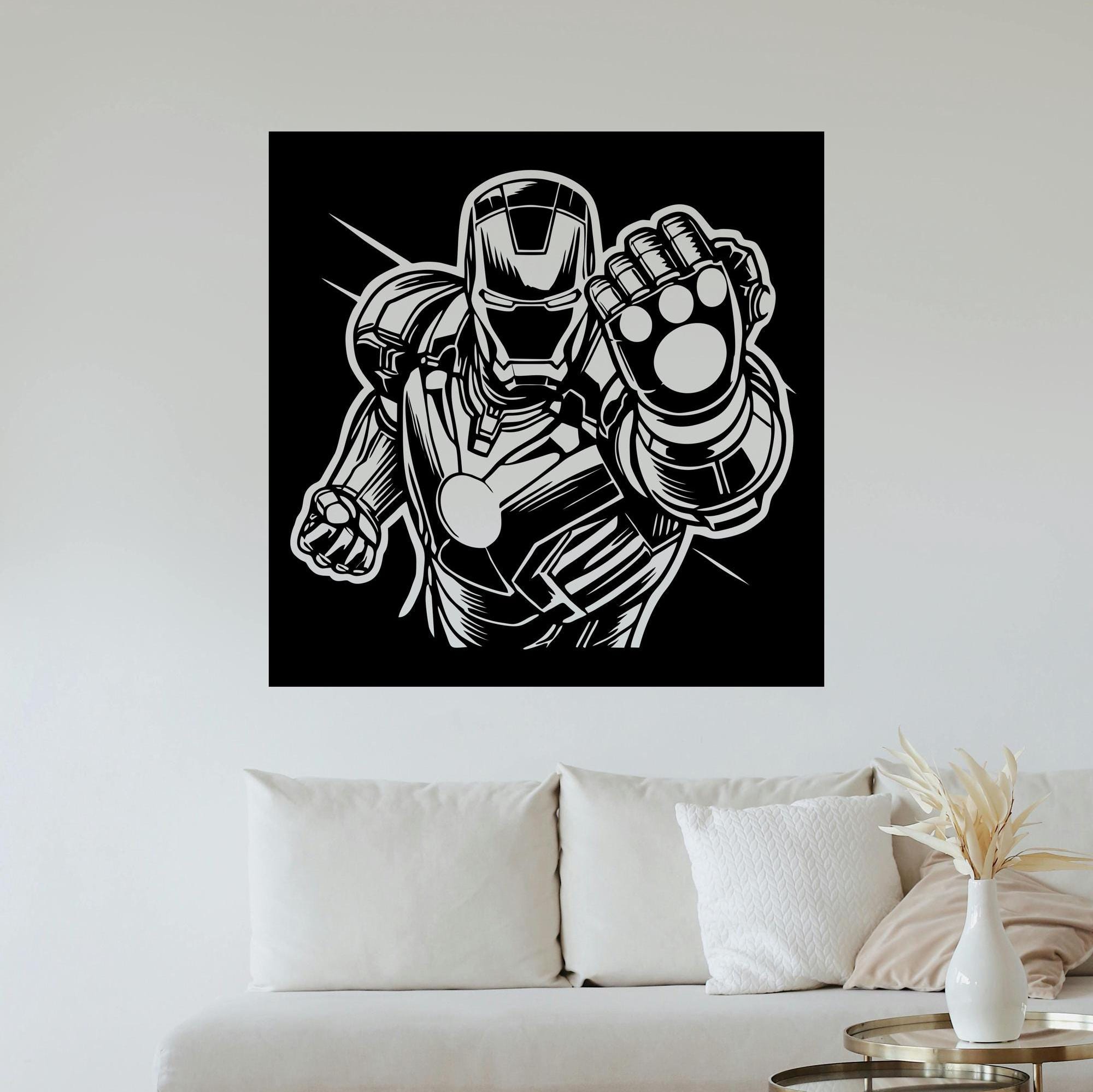 Iron Man (marvel Avengers) Cut Svg Dxf File Wall Sticker Pdf Template ...
