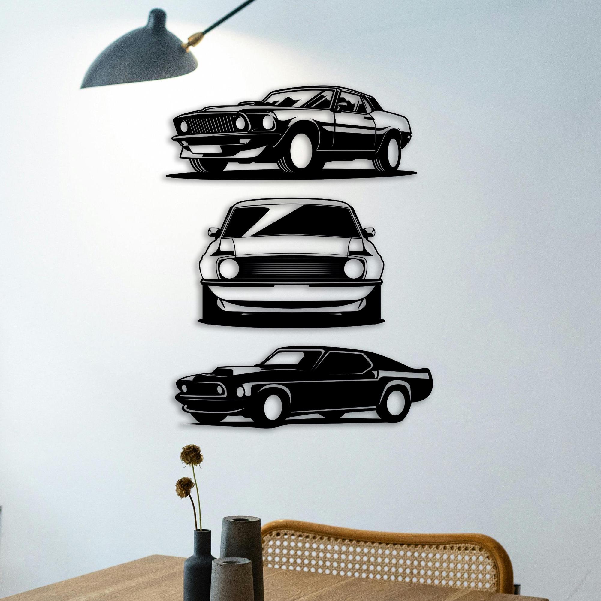 Mustang Car Package Cut Svg Dxf File Wall Sticker Pdf Template Cnc ...
