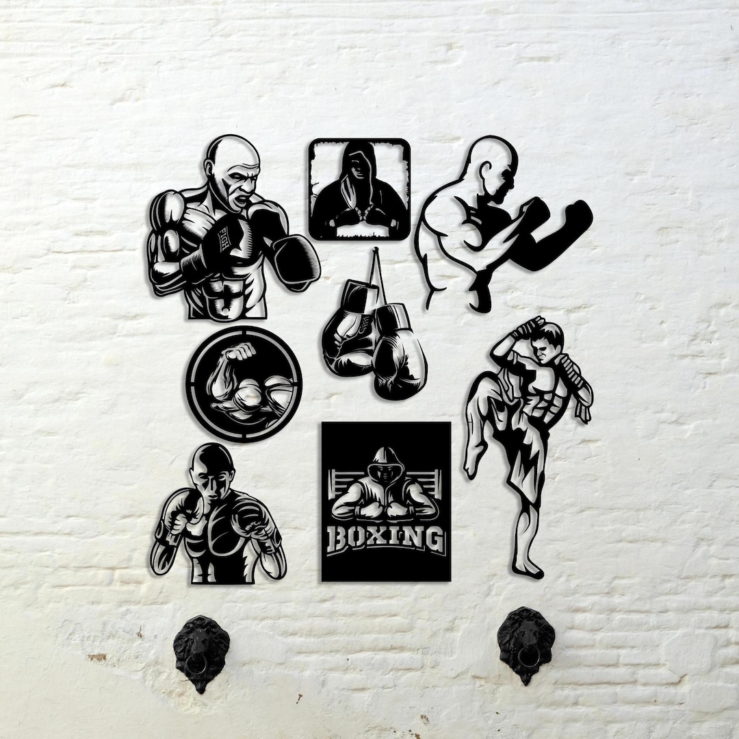 Boxing Fight Svg Cut Dxf File Wall Sticker Pdf Template Cnc Cutting ...