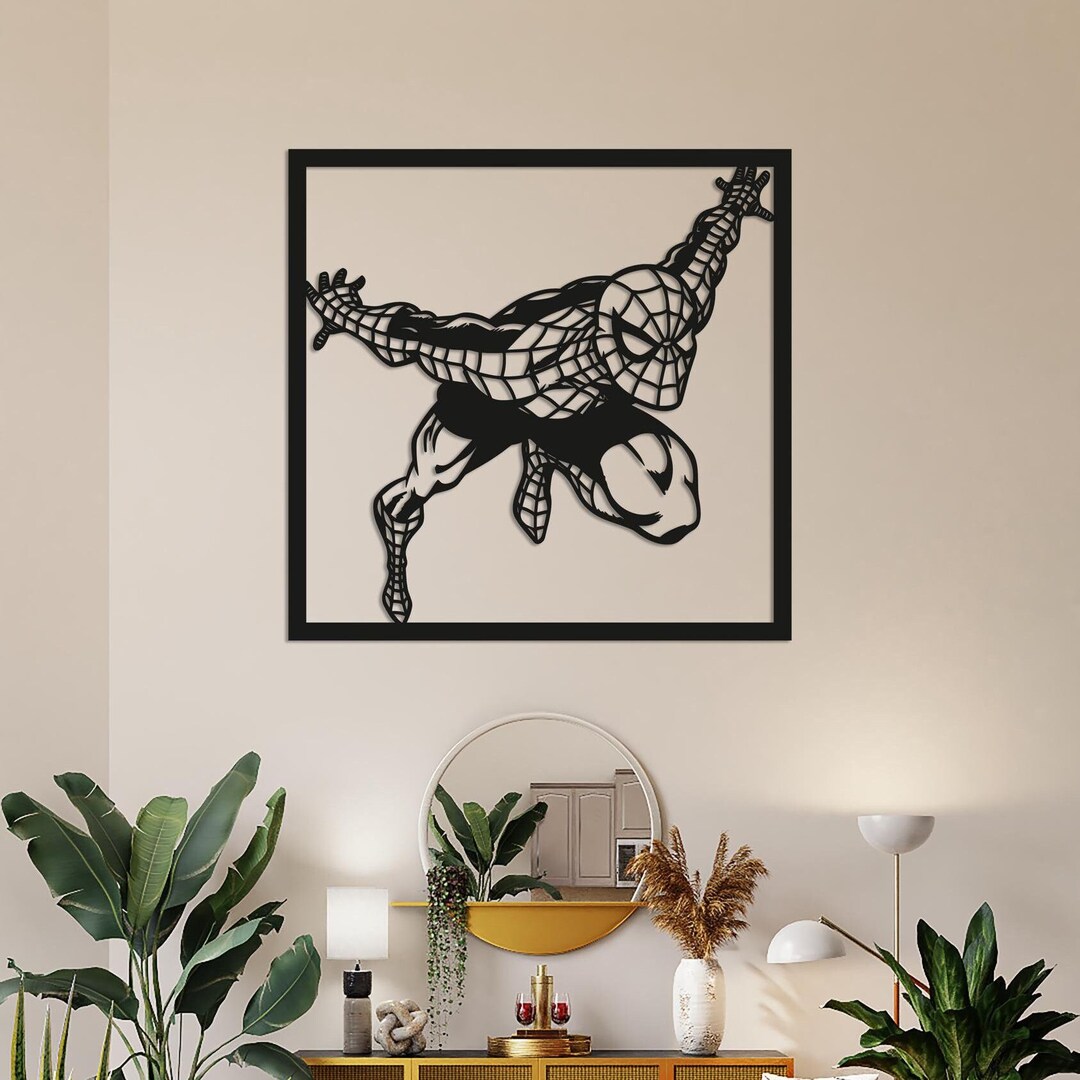 Spiderman (marvel) Svg Cut Dxf File Wall Sticker Pdf Template Cnc ...