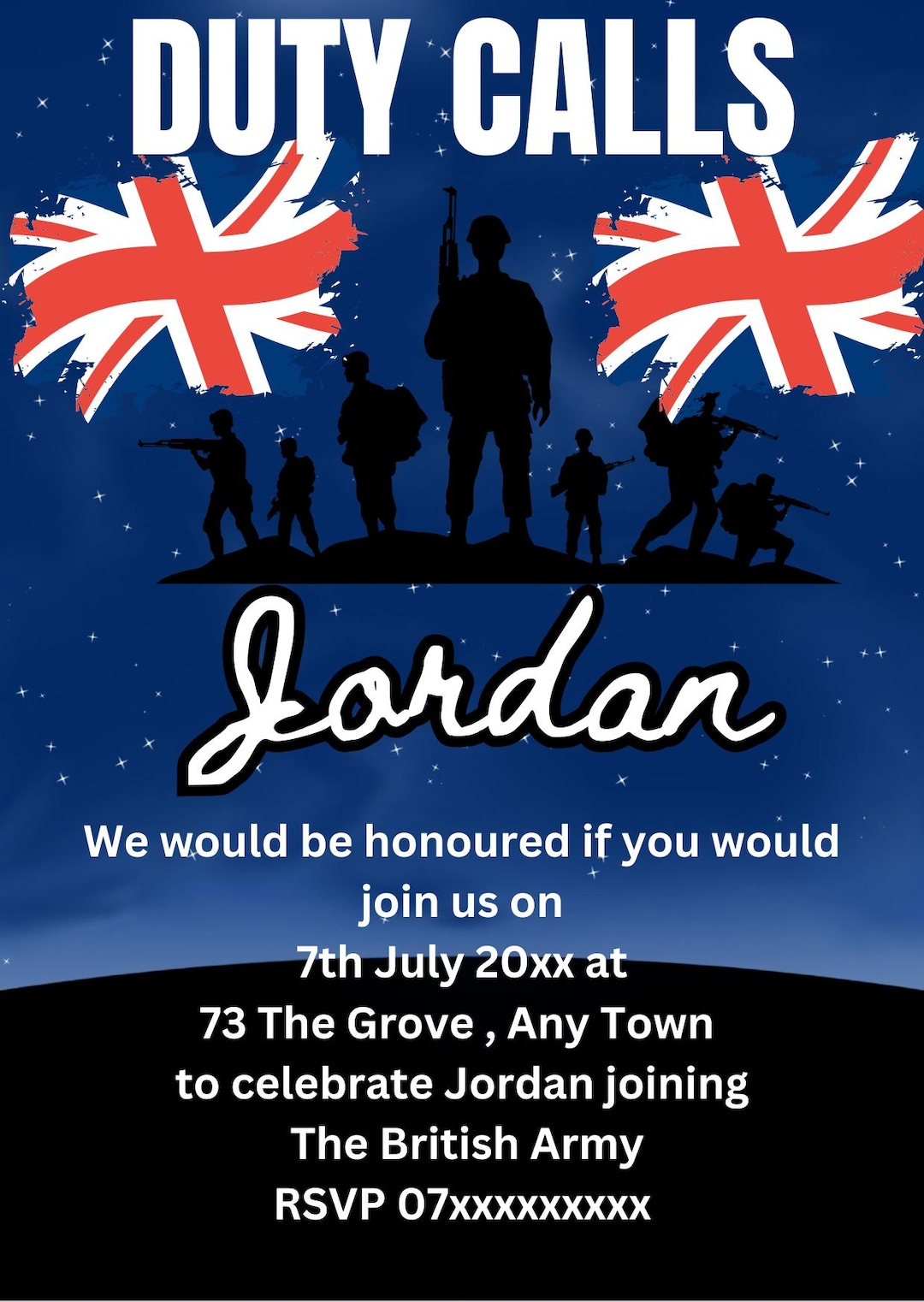 British Army Passing Out Parade Invitation: Editable Party Invite ...