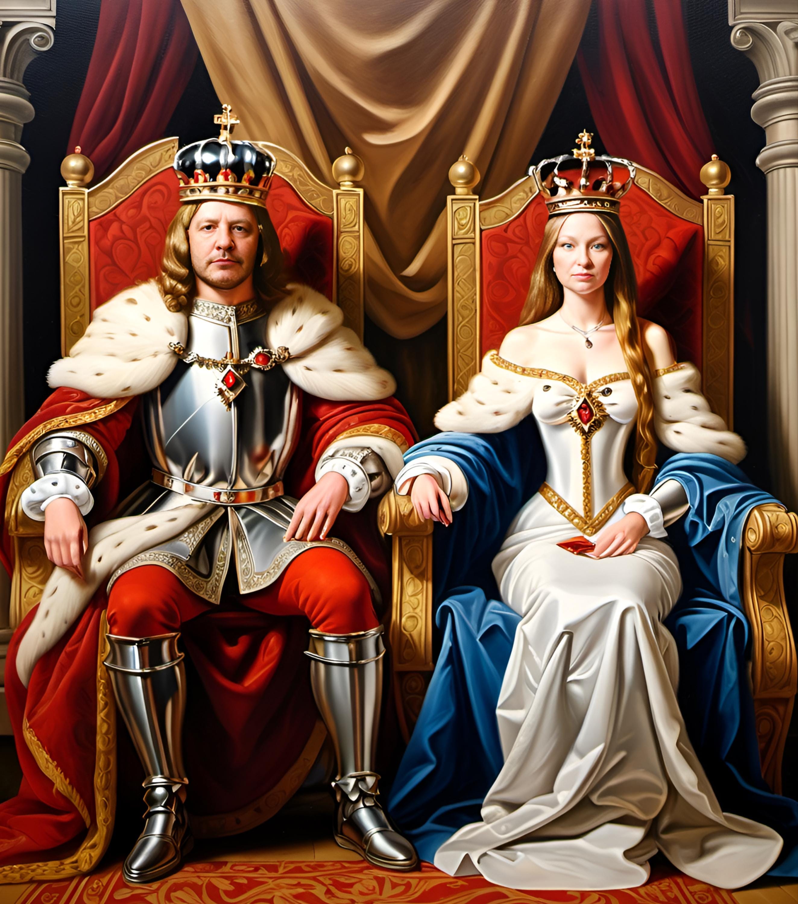 Regal Custom King and Queen Portraits, Personalized Royal Couple Art ...