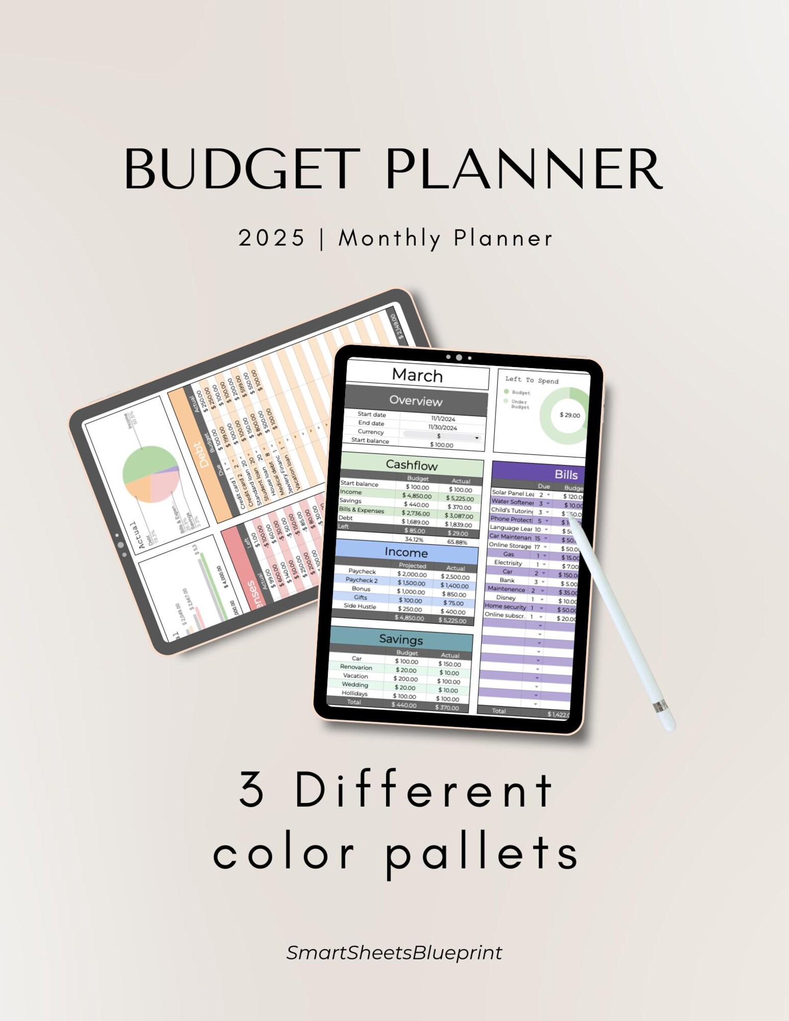 Digital Budget Planner Google Sheets Template Monthly & Yearly Expense ...