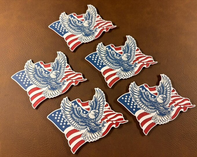 Tri-layer Acrylic Patch - Majestic Eagle With American Flag Background ...