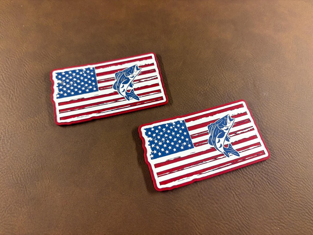 Tri-layer Acrylic Patch - Largemouth Bass Fish With American Flag ...