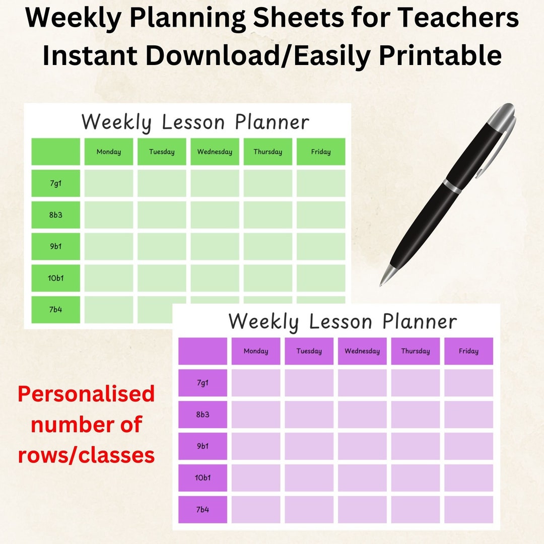 Printable Weekly Planning Sheets for Teachers - Etsy