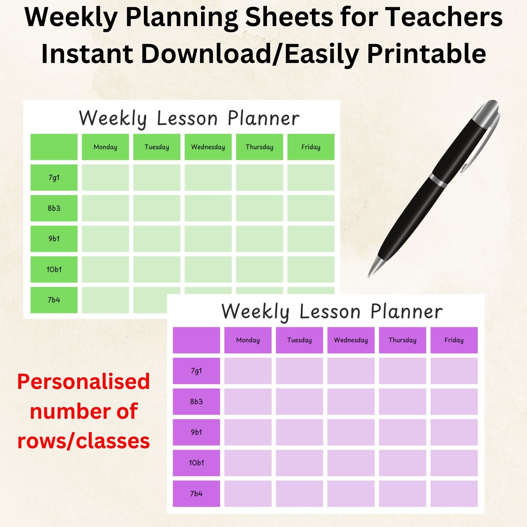 Printable Weekly Planning Sheets for Teachers - Etsy