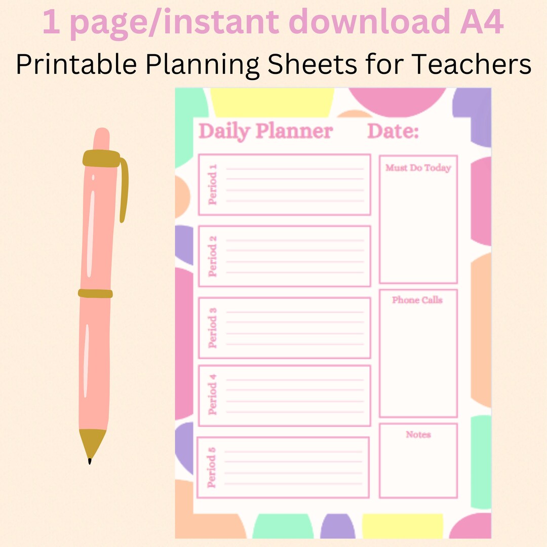 Printable Teacher Daily Planner - Etsy