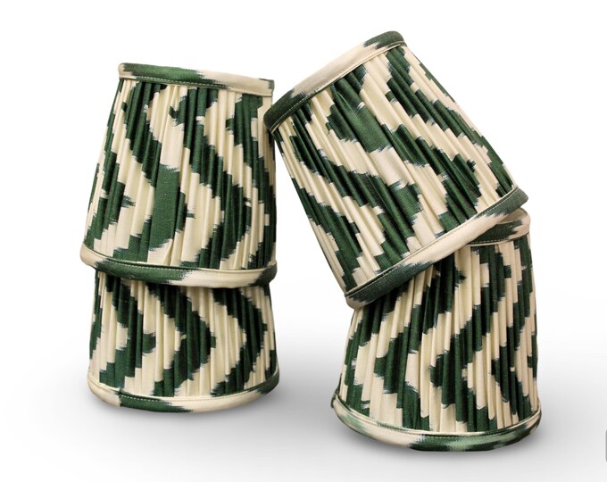 SMALL GATHERED LAMPSHADE - Green Ikat Pleated Fabric Lampshade for Wall ...